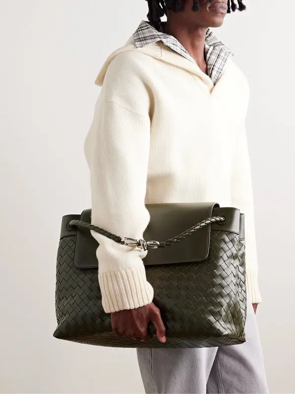 Bottega Veneta Andiamo Intrecciato Leather Messenger Bag