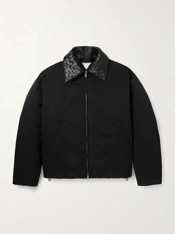 Bottega Veneta Intrecciato Leather-trimmed Down Jacket - Black