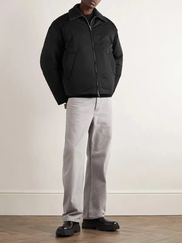 Bottega Veneta Intrecciato Leather-trimmed Down Jacket - Black