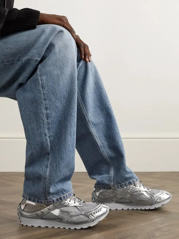 Bottega Veneta Orbit Metallic Rubber And Mesh Sneakers