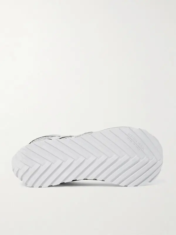 Bottega Veneta Orbit Metallic Rubber And Mesh Sneakers