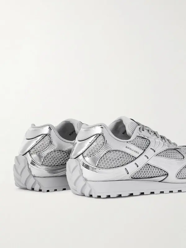Bottega Veneta Orbit Metallic Rubber And Mesh Sneakers