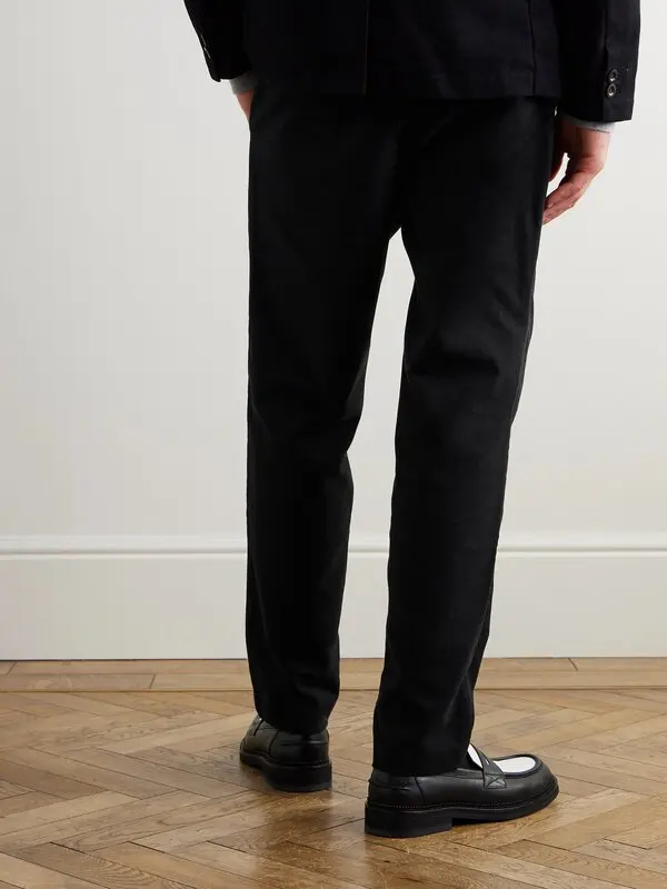 Mr P. Daniel Tapered Pleated Organic Cotton-blend Moleskin Trousers