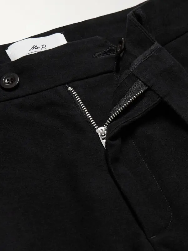 Mr P. Daniel Tapered Pleated Organic Cotton-blend Moleskin Trousers