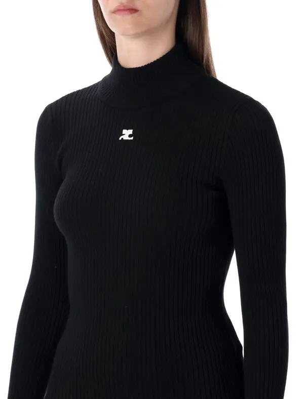 COURREGES Ribbed Mock Neck Sweater - Black