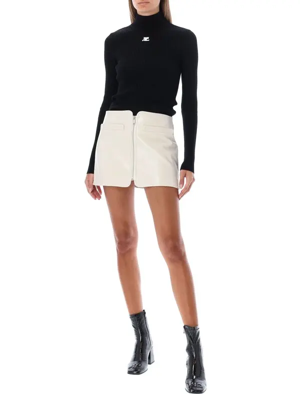 COURREGES Ribbed Mock Neck Sweater - Black