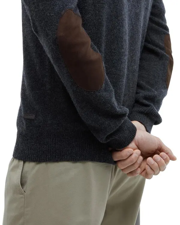 Barbour Elbow Patch Crewneck Sweater - Charcoal