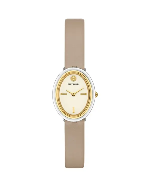 Tory Burch The Oval Watch, 28mm - Cream/gray