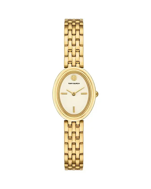 Tory Burch The Oval Watch, 28mm - Cream/gold