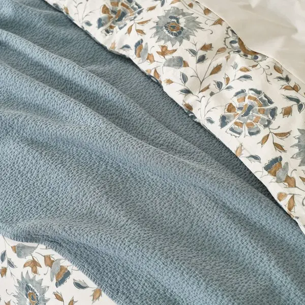COYUCHI Organic Cotton Cascade Sham, Euro - Lagoon