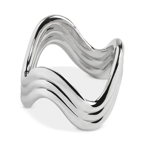 L'Objet Tone Ripple Napkin Rings, Set Of 4 - Platinum