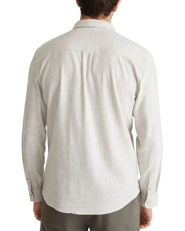 Marine Layer Cotton Stretch Stripe Regular Fit Button Down Selvage Shirt