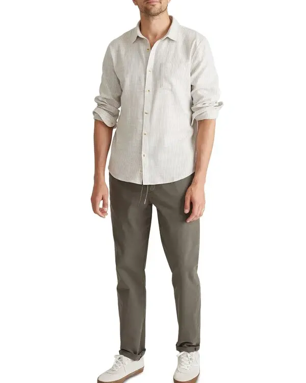 Marine Layer Cotton Stretch Stripe Regular Fit Button Down Selvage Shirt