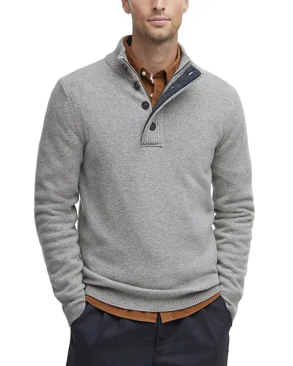 Barbour Elbow Patch Mock Neck Sweater - Stone