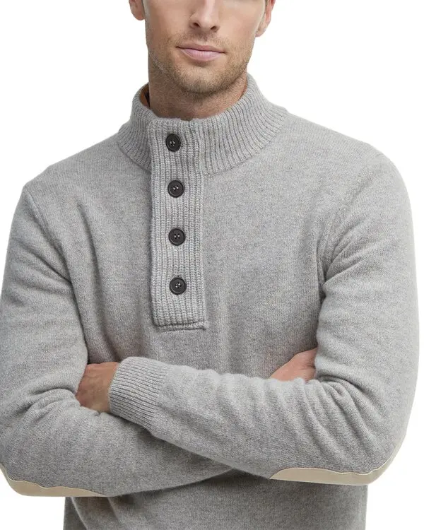 Barbour Elbow Patch Mock Neck Sweater - Stone