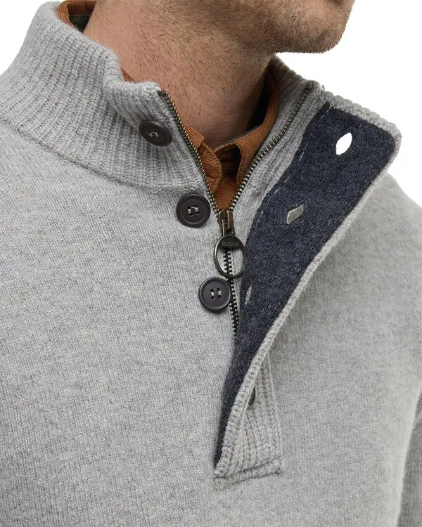 Barbour Elbow Patch Mock Neck Sweater - Stone