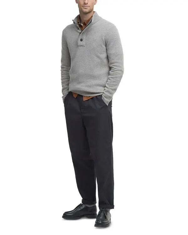 Barbour Elbow Patch Mock Neck Sweater - Stone