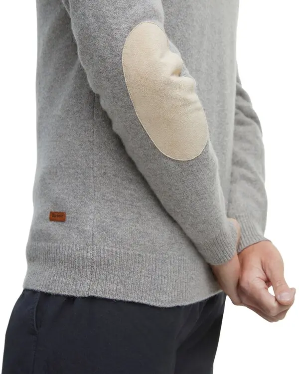 Barbour Elbow Patch Mock Neck Sweater - Stone