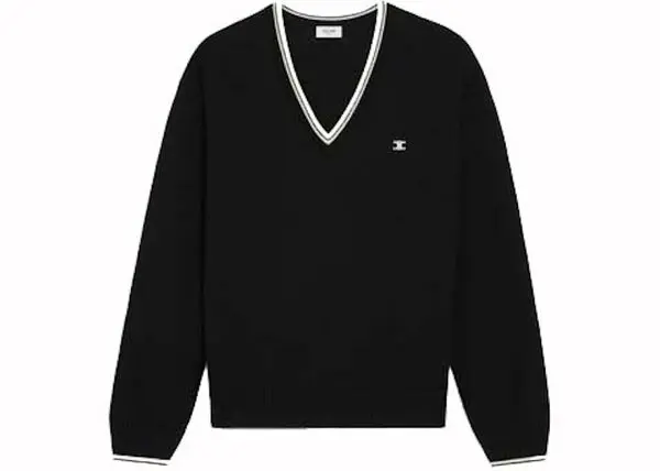 Celine Triomphe V-neck Wool Sweater