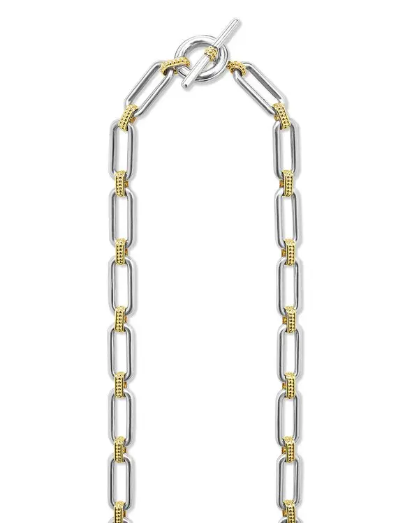 Lagos 18k Yellow Gold & Sterling Silver Diamond Link Necklace