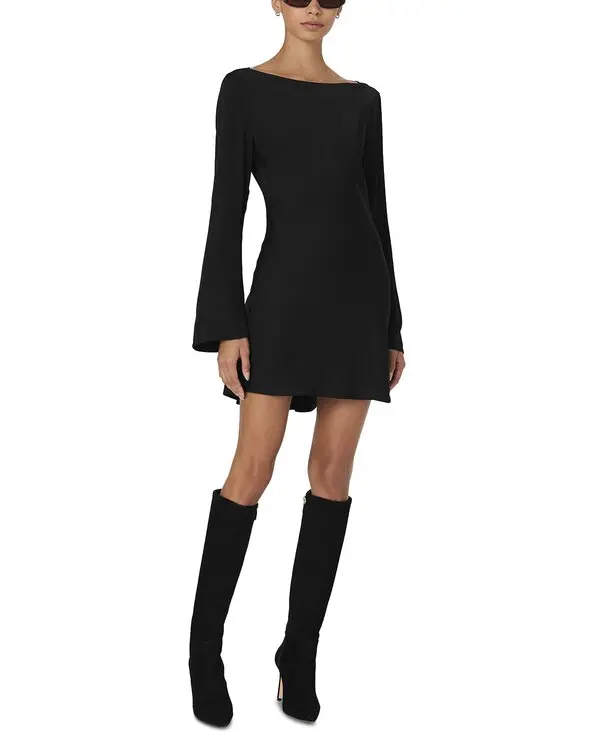 French Connection Ennis Satin Bell Sleeve Mini Dress