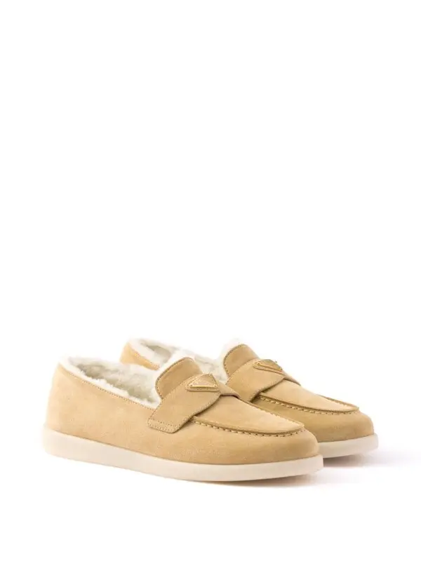 Prada Triangle-logo Loafers - Neutrals