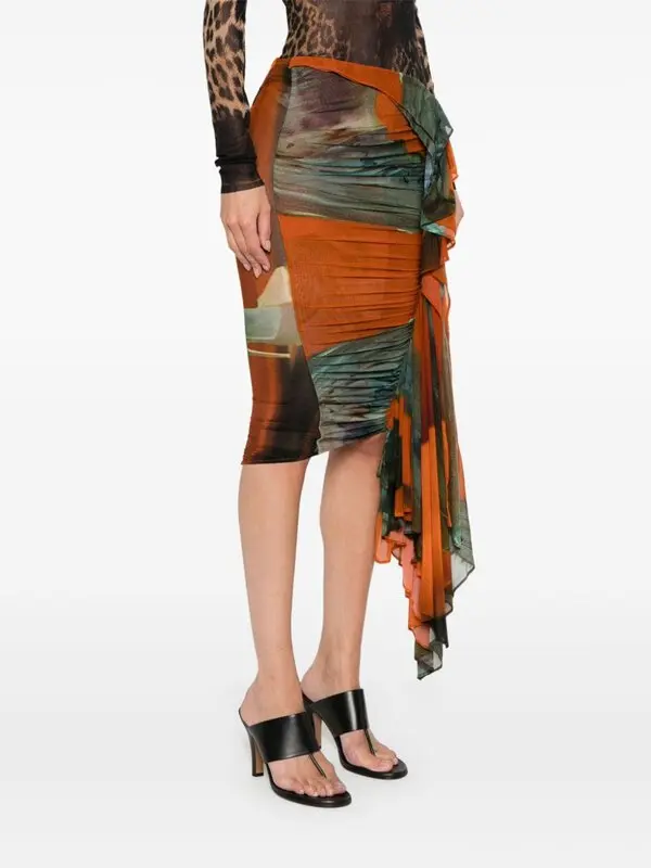 MUGLER Archive-print Ruched Skirt