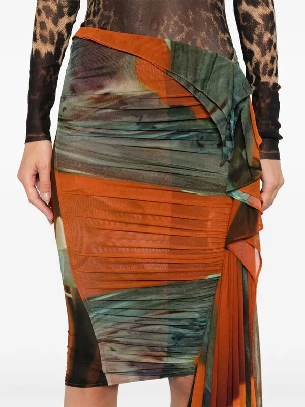 MUGLER Archive-print Ruched Skirt