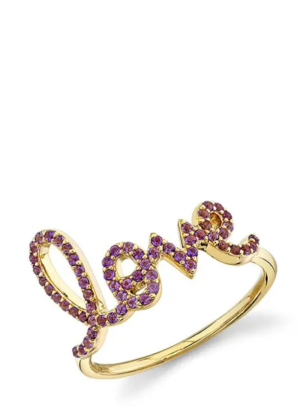 SYDNEY EVAN 14kt Yellow Love Script Diamond Ring - Gold