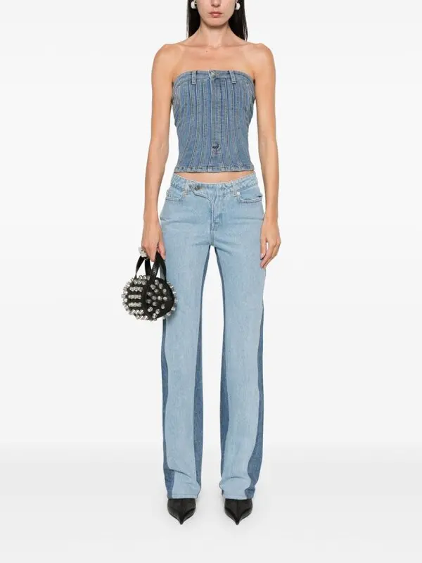 MUGLER Spiral Denim Bustier