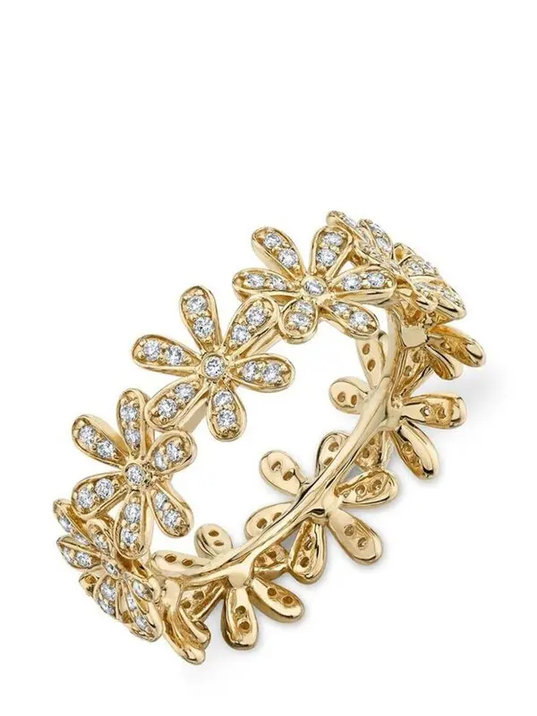 SYDNEY EVAN 14kt Yellow Diamond Daisy Eternity Ring - Gold