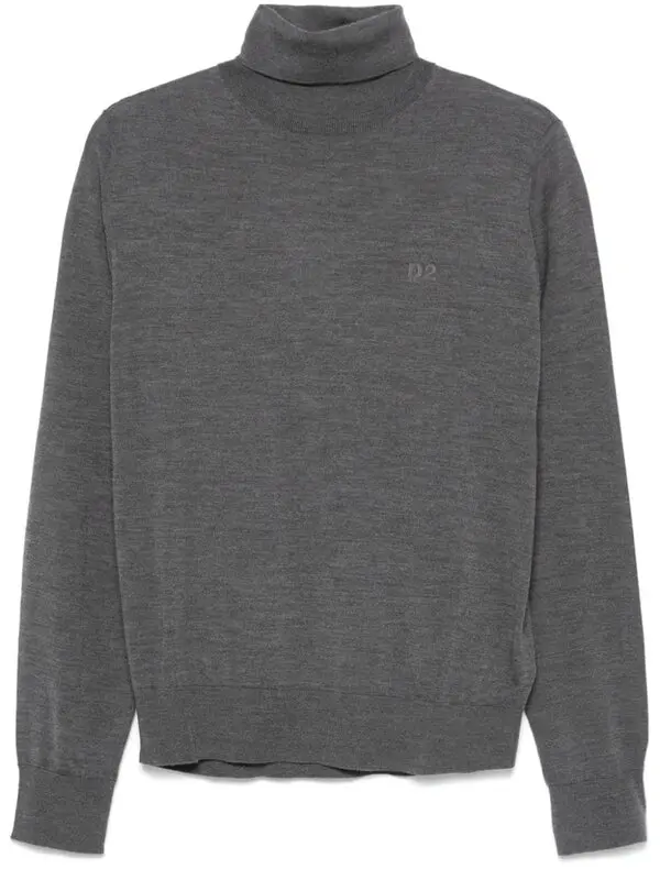 Dsquared2 Logo-embroidered Turtleneck Sweater - Grey