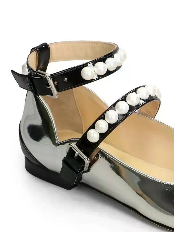Mach & Mach Panelled Ballet Flats - Silver