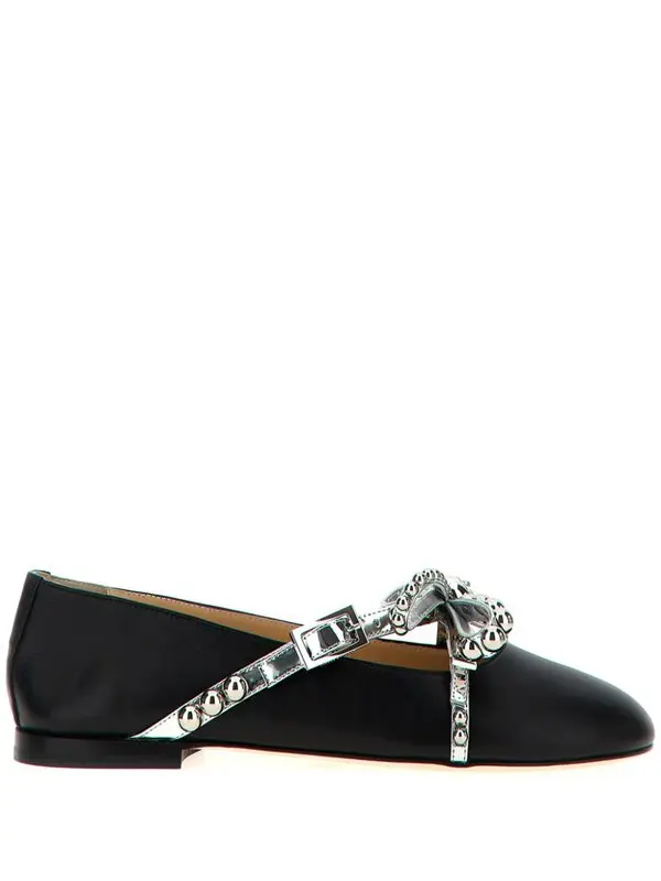 Mach & Mach Stud-embellished Leather Ballet Flats - Black