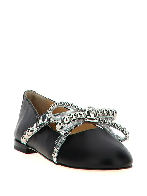 Mach & Mach Stud-embellished Leather Ballet Flats - Black