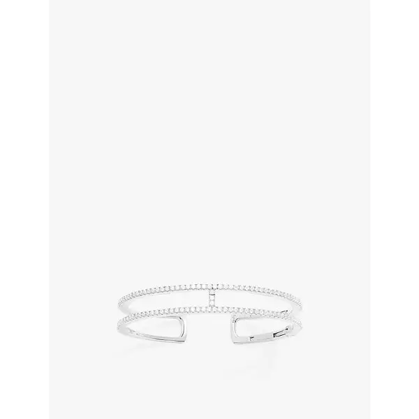 APM MONACO Double Line Pavé Cuff - Silver