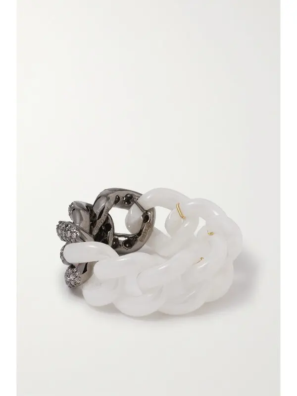 Shay Ceramic, 18-karat Blackened Gold And Diamond Link Ring