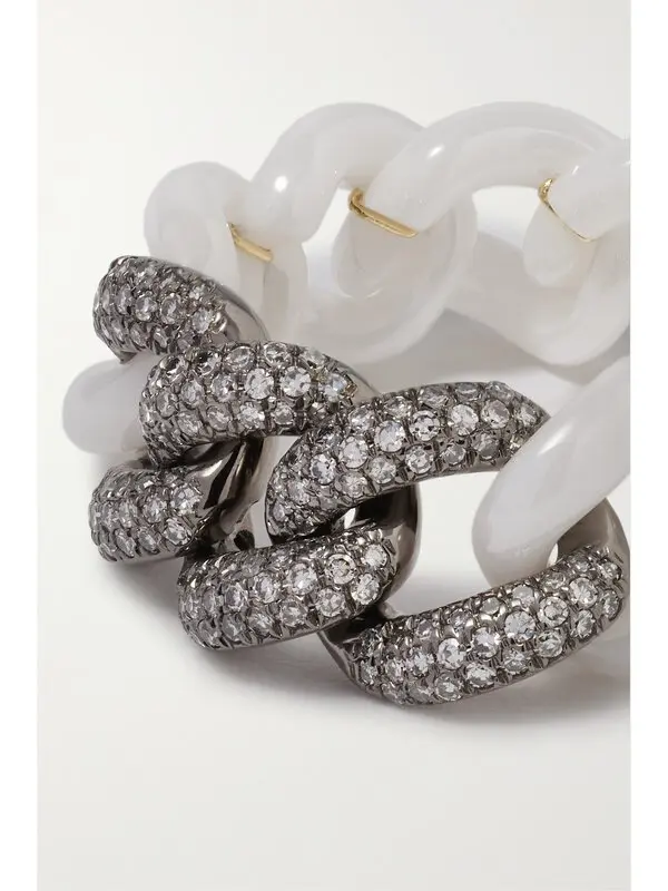 Shay Ceramic, 18-karat Blackened Gold And Diamond Link Ring