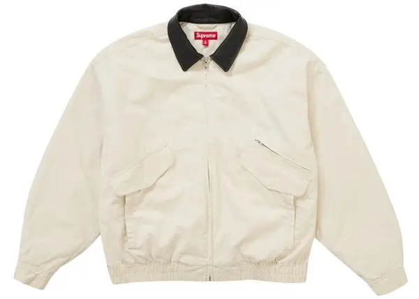 Supreme Leather Collar Utility Jacket - Stone