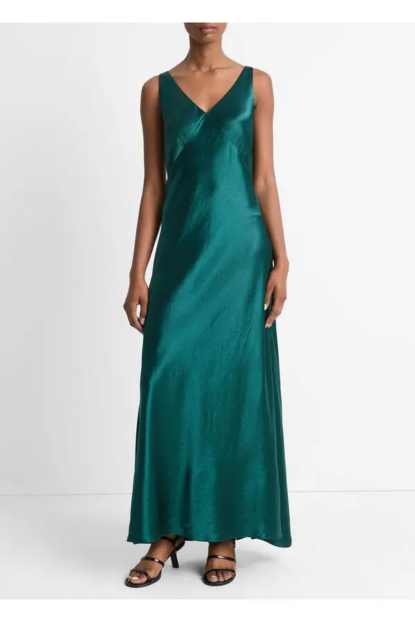 slim fit dress slacks Vince Fitted Satin Slip Dress main image 0