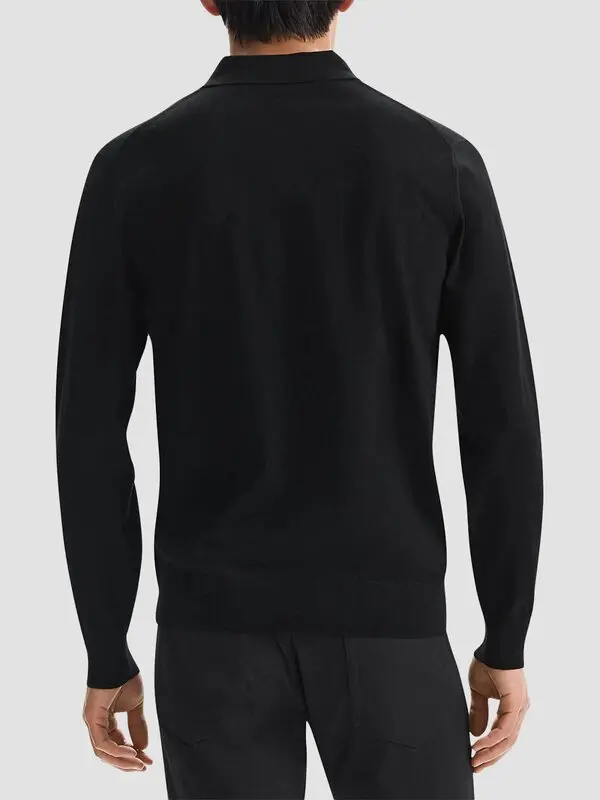 Theory Goris Lightweight Knit Polo Sweater - Black