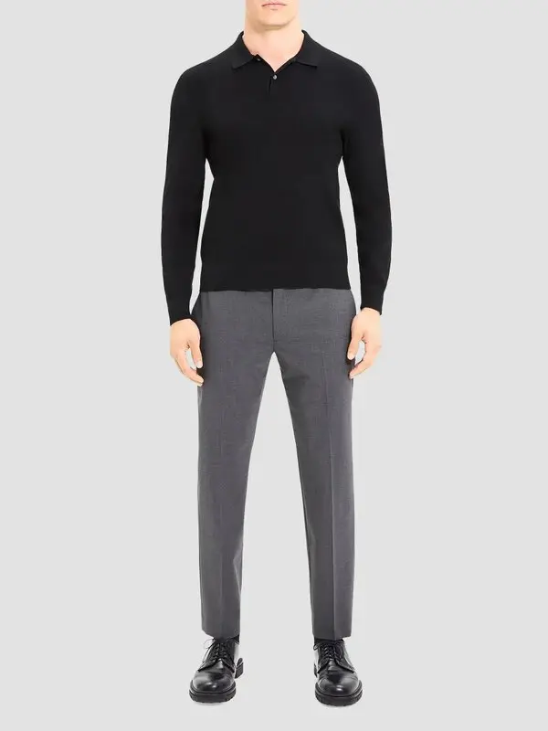 Theory Goris Lightweight Knit Polo Sweater - Black