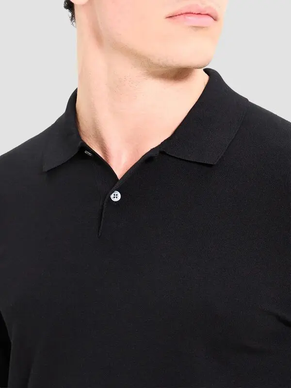 Theory Goris Lightweight Knit Polo Sweater - Black