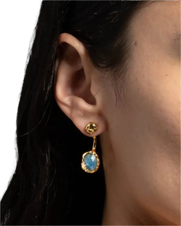 Alexis Bittar Brut Front Back Earrings - Blue Moss Agate
