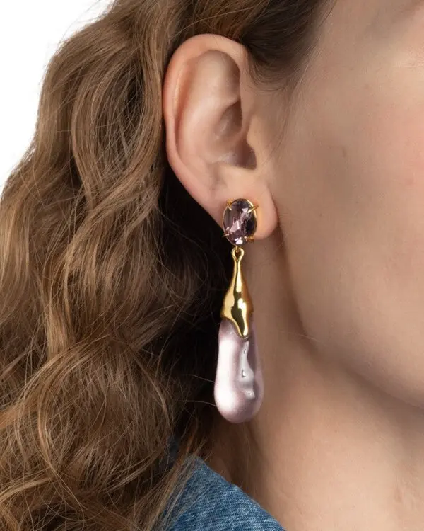 Alexis Bittar Bonbon Crystal Teardrop Earrings - Dusty Rose