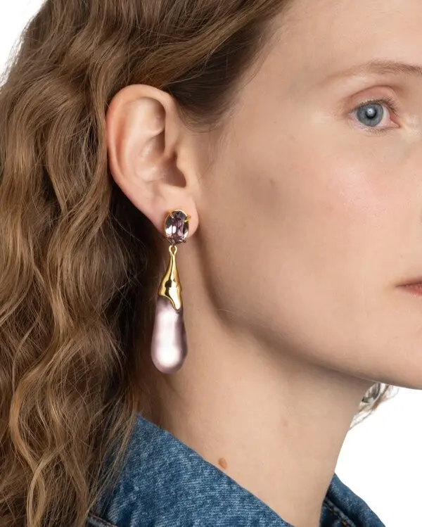 Alexis Bittar Crystal Teardrop Earrings - Dusty Rose
