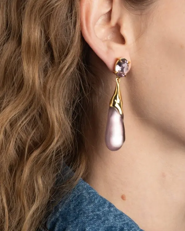 Alexis Bittar Crystal Teardrop Earrings - Dusty Rose