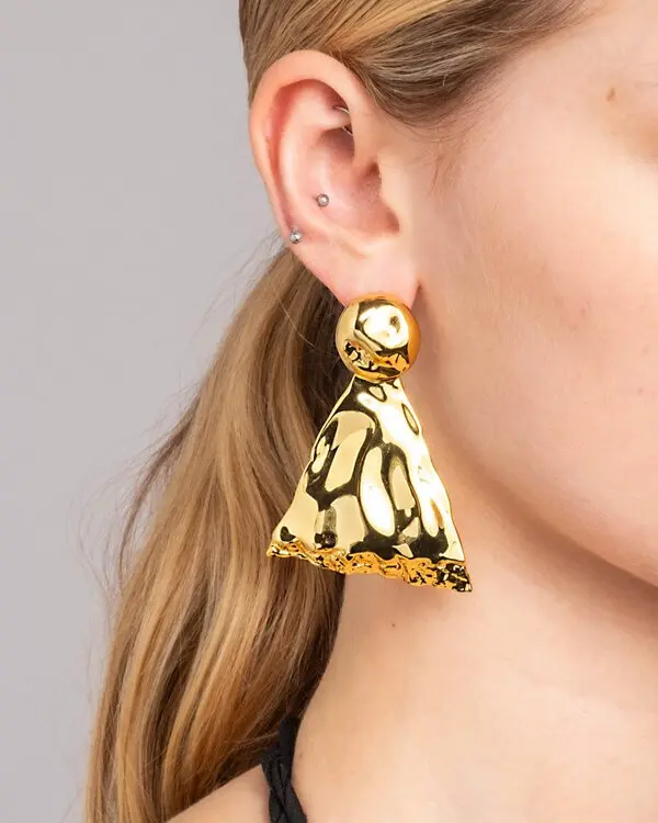 Brut Triangle Post Earrings - Silver, image 2 of 6