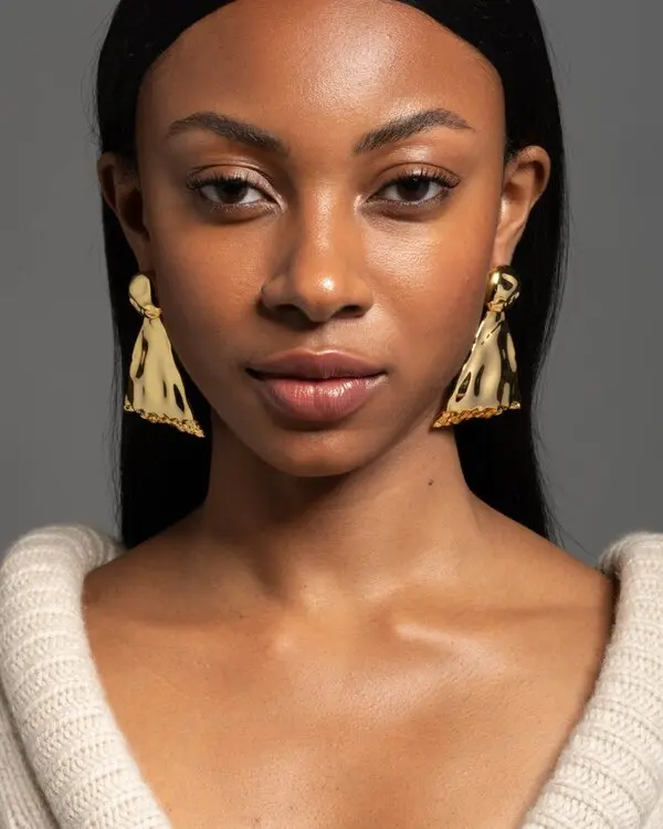 Brut Triangle Post Earrings - Silver, image 3 of 6
