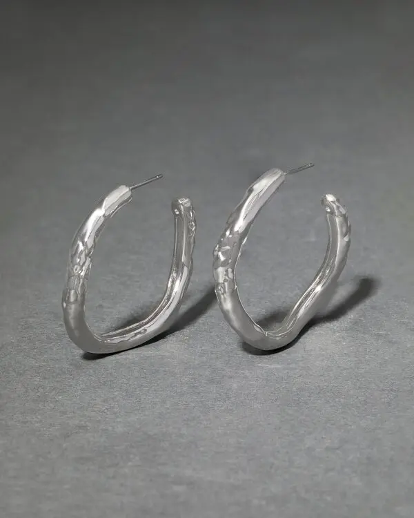 Alexis Bittar Brut Tube Hoop Earrings - Silver